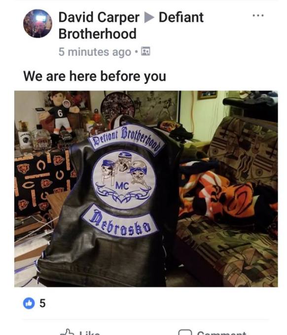 Defiant Brotherhood Nebraska- “We are here first” Really? You patch ...